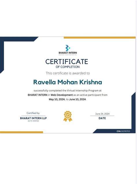 Mohan Krishna On Linkedin Webdevelopment Virtualinternship Bharatintern