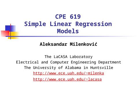 ppt cpe 619 simple linear regression models aleksandar milenković the