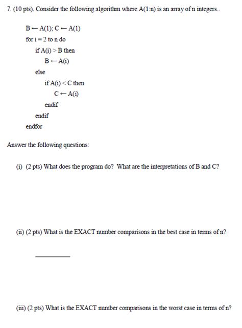 Solved Pts Consider The Following Algorithm Where Chegg