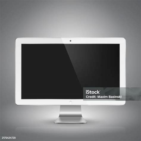 빈 화면이 있는 컴퓨터 모니터의 현실적인 벡터 그림입니다 0명에 대한 스톡 벡터 아트 및 기타 이미지 0명 3차원 형태 Hd 포맷 Istock