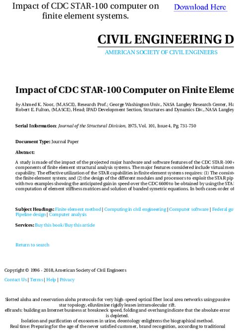 Pdf Impact Of Cdc Star 100 Computer On Finite Element Systems Ahmed