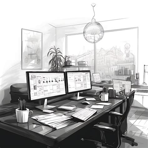 Premium Photo Watercolor Web Developer Room With Multiple Screens