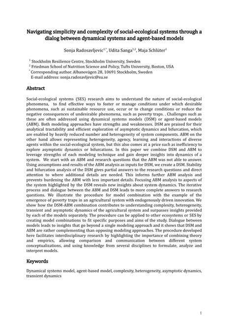 Pdf Navigating Simplicity And Complexity Of Social Ecological Systems Through A Dialog Between