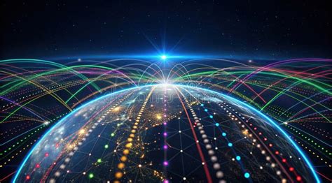 Vibrant Digital Network Connecting Nodes Around Globe Showcasing