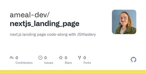 github ameal dev nextjs landing page next js landing page code along