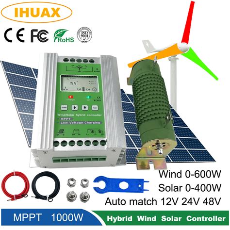 Mppt 태양풍 하이브리드 시스템 12v24v 48v 자동 적용 For1000w 800w 600w 풍력 터빈 발전기 1000w