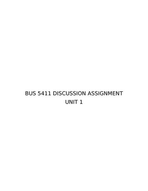 Bus5411 Discussion Assignment Unit1 Bus 5411 Discussion Assignment Unit 1 Discussion