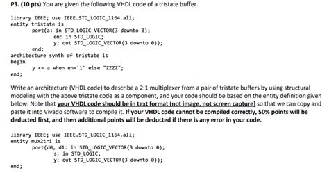 Solved P3 10 Pts You Are Given The Following Vhdl Code Of