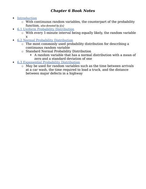 Chapter 6 Book Notes Chapter 6 Book Notes Introduction O With Continuous Random Variables The