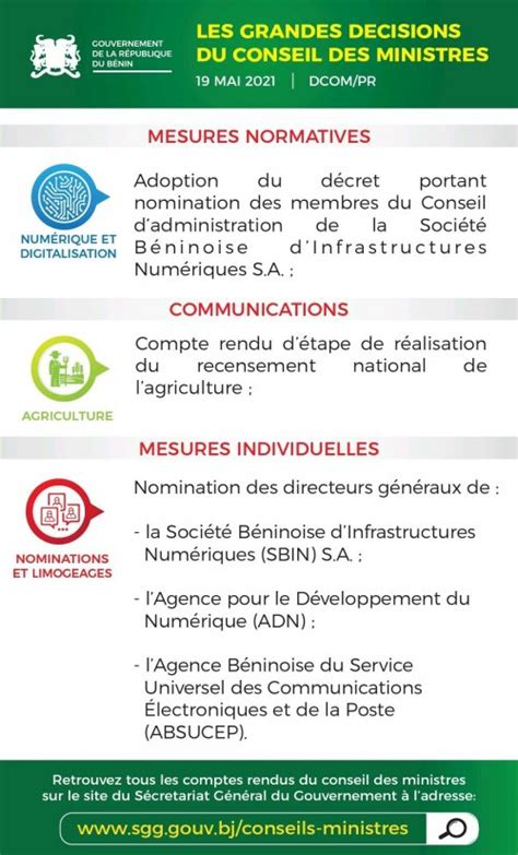 Les Grandes Décisions Du Conseil Des Ministres Du 19 Mai Les 4 Verites
