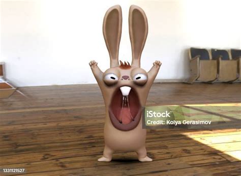 만화 캐릭터 화가 토끼와 토끼 3d 일러스트3d 렌더링 격노한에 대한 스톡 사진 및 기타 이미지 격노한 공연 공포 무서움 Istock