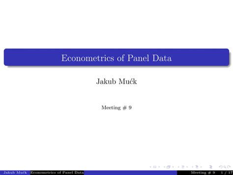 Econometrics Of Panel Data A Presentation Pdf