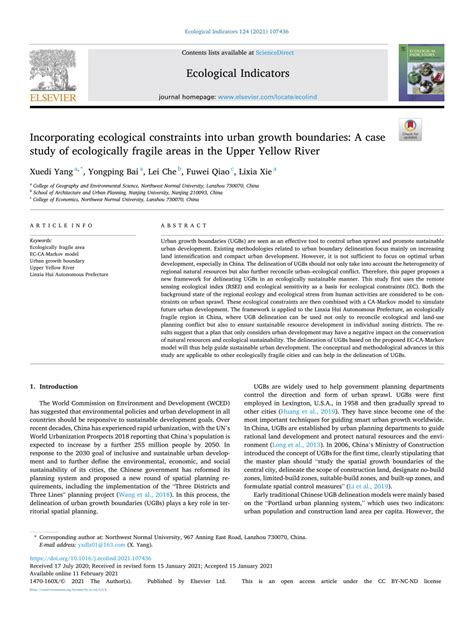 Pdf Incorporating Ecological Constraints Into Urban Growth Boundaries