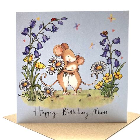 Mums Birthday Card Mouse Mum Birthday Etsy