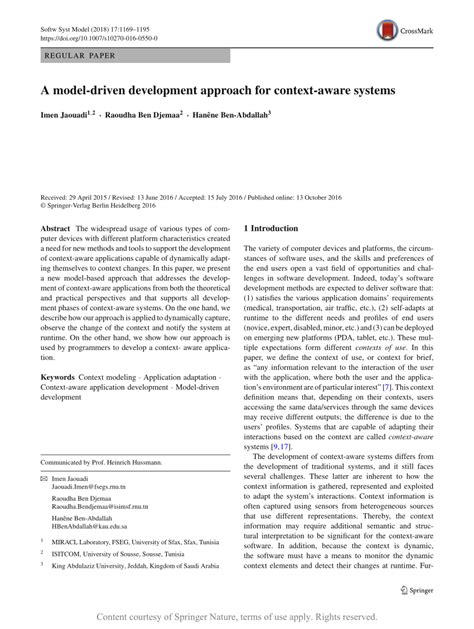 A Model Driven Development Approach For Context Aware Systems Request Pdf