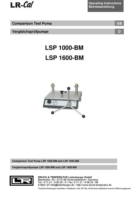 Lr Cal Lsp 1000 Bm Operating Instructions Manual Pdf Download Manualslib