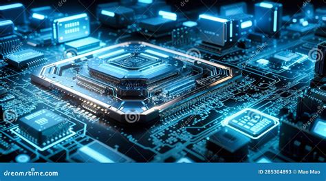 Close Up View Of A Modern Gpu Card With Circuit And Connections 3d Rendering Stock Illustration