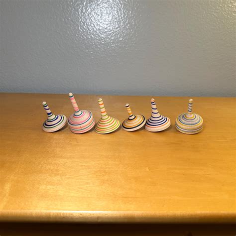 Colorful Wood Spinning Tops Etsy