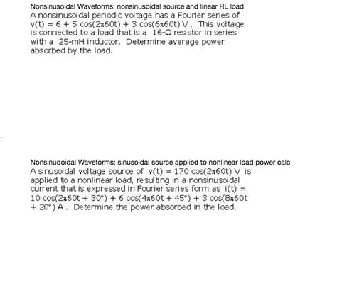 Solved Nonsinusoidal Waveforms Nonsinusoidal Source And