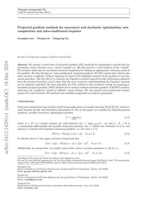 Pdf Projected Gradient Methods For Nonconvex And Stochastic Optimization New Complexities And