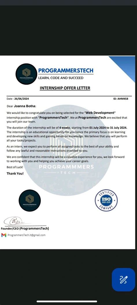 Joanna Botha On Linkedin Internship Programmerstech Techinternship