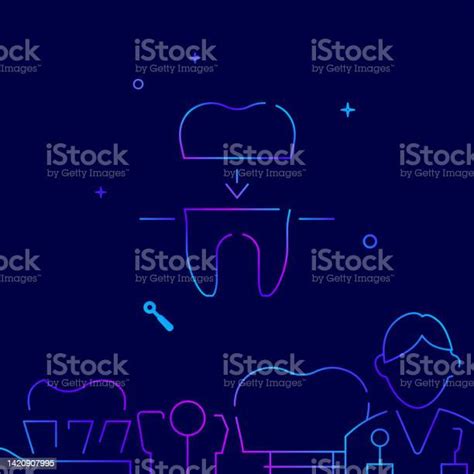 치과용 크라운 그라디언트 라인 아이콘 벡터 일러스트 레이 션 가벼운에 대한 스톡 벡터 아트 및 기타 이미지 가벼운 건강관리와 의술 국경 Istock