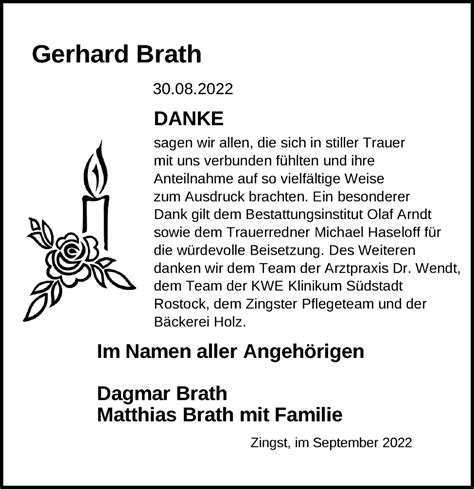 Traueranzeigen Von Gerhard Brath Trauer Anzeigende