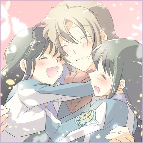 Safebooru 1boy 2girls D Black Hair Blush Brother And Sister