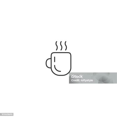 뜨거운 커피 또는 홍차 컵 아이콘 간단한 벡터 일러스트 레이 션을 설명 뜨거운 음료에 대한 스톡 벡터 아트 및 기타 이미지