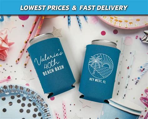 Beach Bash Birthday Can Coolers Coastal Birthday Huggers 40th Beach