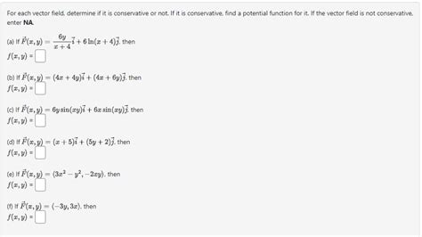 Solved For Each Vector Field Determine If It Is Chegg Com