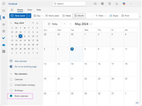 Blank Calendar In Outlook