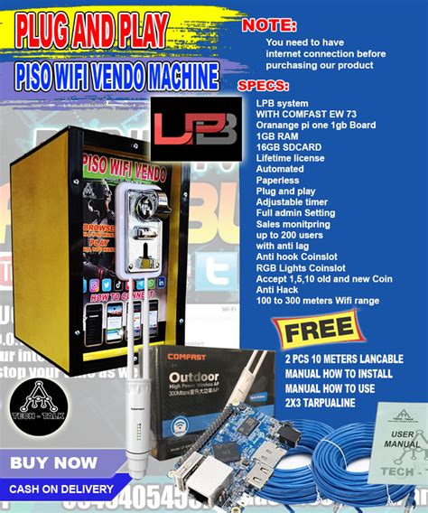 Lpb Piso Wifi Machine Full Set With Comfast Ew73 Outdoor Antenna Vlan Set Up Plug And Play