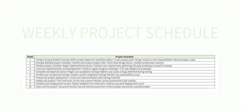 Weekly Project Schedule Excel Template And Google Sheets File For Free Download Slidesdocs