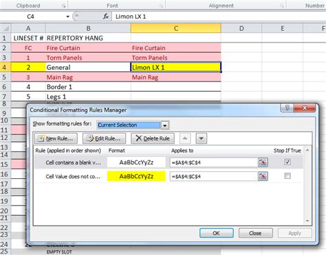 Excel Conditional Formatting For A Row When There Is A Text