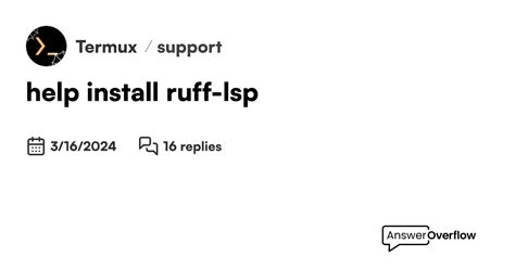 Help Install Ruff Lsp Termux