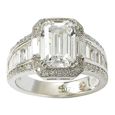 Suzy Levian Suzy Levian Sterling Silver White Emerald Cut Cubic