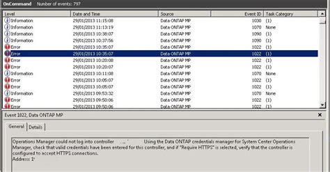 Operation Manager Error On Command With Ontap Data