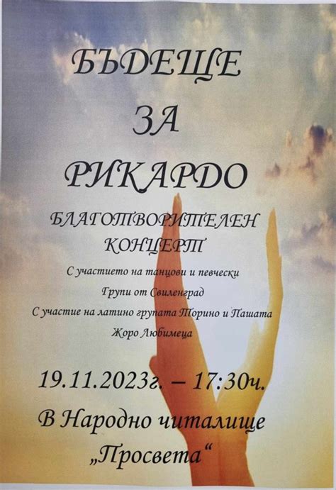 Благотворителен базар в подкрепа на Рикардо ще се проведе утре преди концерта Новините от