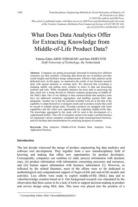 Pdf What Does Data Analytics Offer For Extracting Knowledge From Middle Of Life Product Data