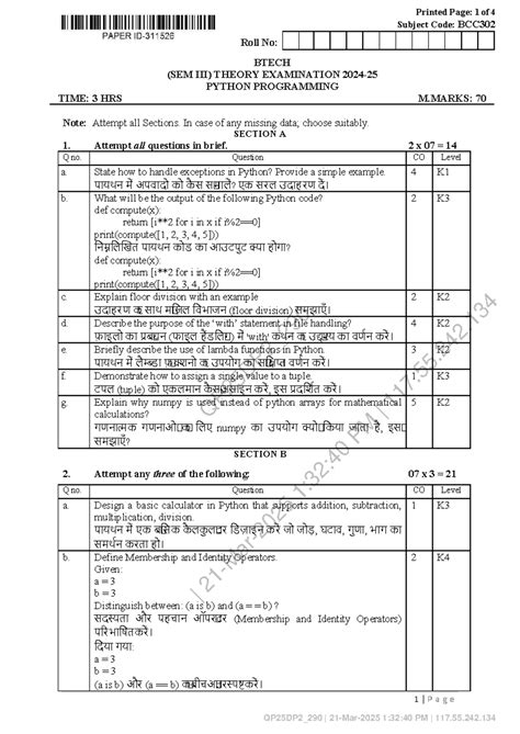 Bcc302 Python Programming Theory Exam Notes And Questions Studocu