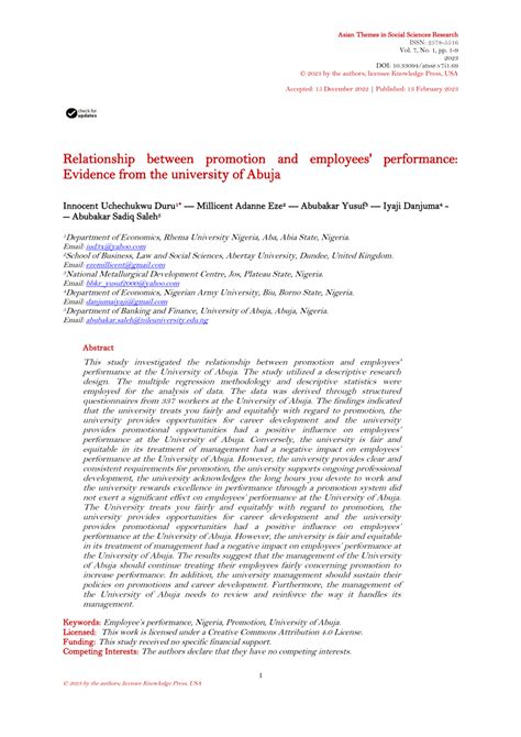 Pdf Relationship Between Promotion And Employees Performance Evidence From The University Of