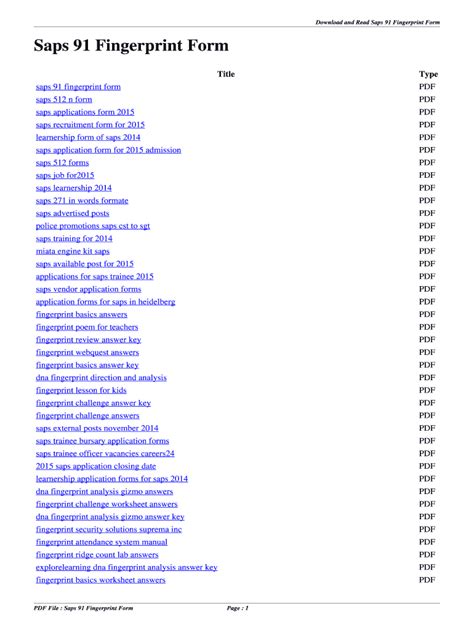 Fillable Online Saps 91 Fingerprint Form Saps 91 Fingerprint Form Fax Email Print Pdffiller