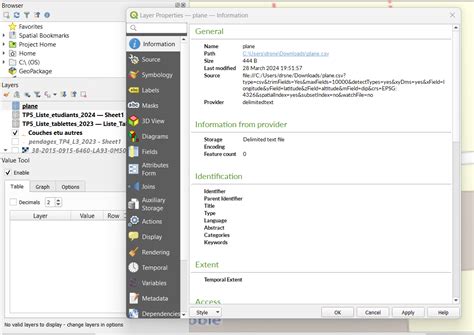 imported csv files from fieldmove and qgis only displayed as lists