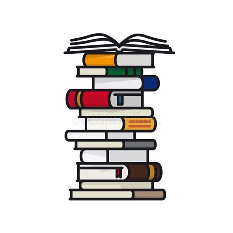 High Stack Of Books Isolated Vector Illustration Stock Vector Illustration Of Icon Drama