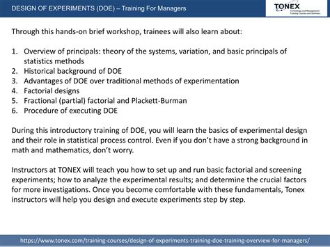 Design Of Experiments Doe Training For Managers Pptx