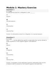 Module 1b Mastery Exercise Docx Module 1 Mastery Exercise Question 1 1 1 Pts An Alternative