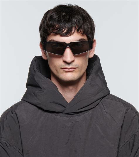 Shield 20 Rectangular Sunglasses In Silver Balenciaga Mytheresa