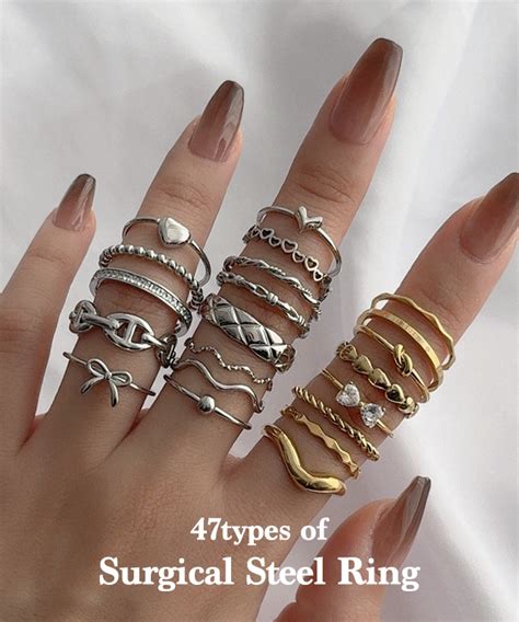 [써지컬스틸 주문폭주] 써지컬 반지 모음 슬림 레이어드 큐빅 리본 실버 골드 우정링 커플링 꽈배기 컷팅 볼드 실반지 포인트링 발레코어 무광 에이블리