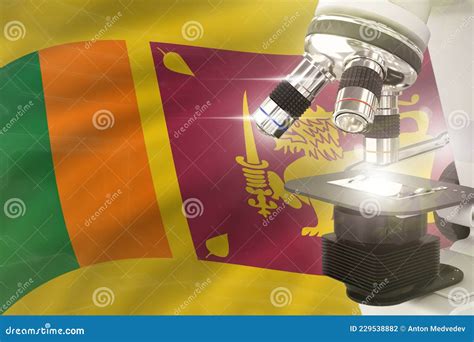 Microscope On Sri Lanka Flag Science Development Digital Background